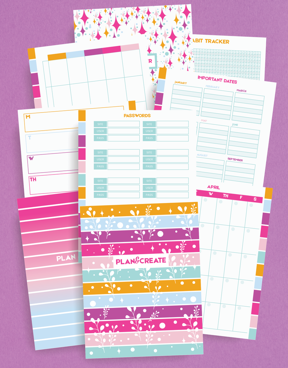 Plan & Create Printable Planner Kit – Teal Notes
