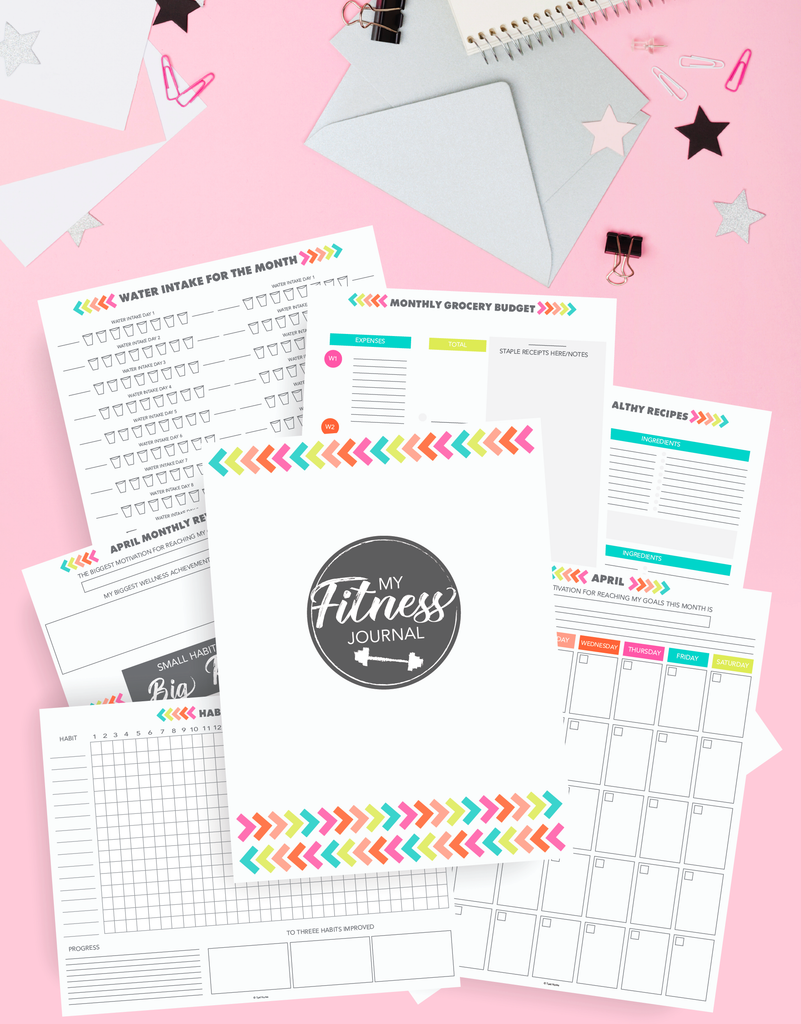 Fitness Journal Printable Kit (50 Pages) – Teal Notes