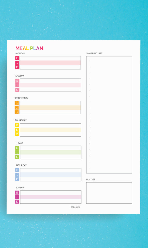 My Printable Planner | 20 Page Set – Teal Notes