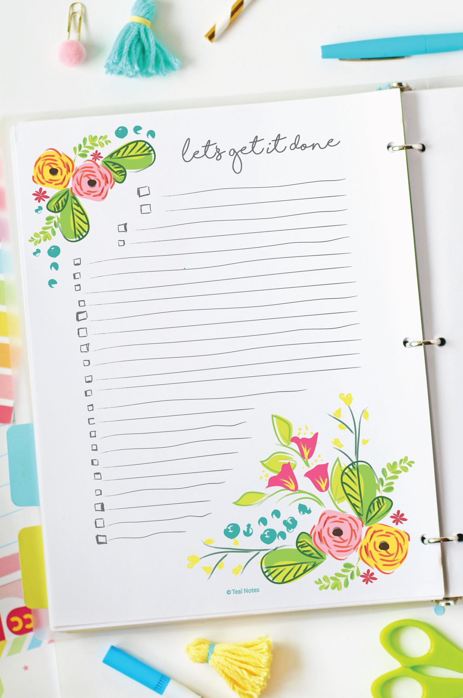 4 Page Notes Pack – Teal Notes