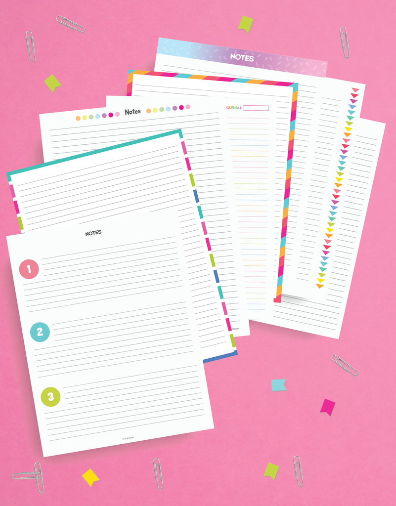 8 Page Notes Printable Kit – Teal Notes