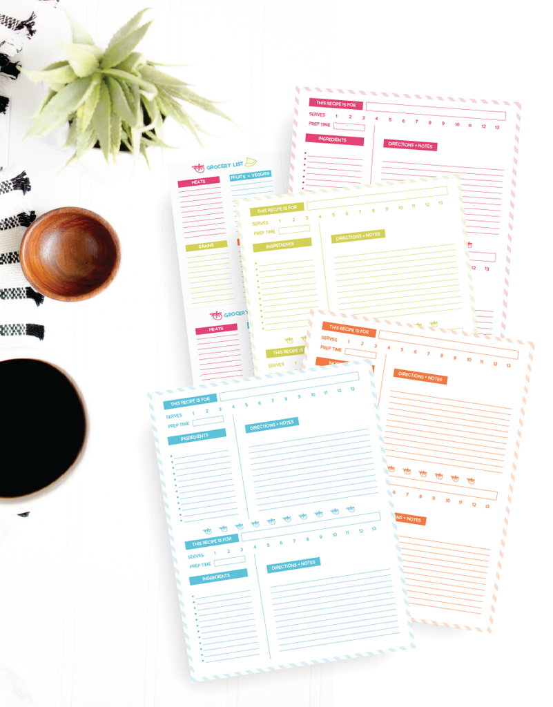 Printable Recipe Kit – Teal Notes