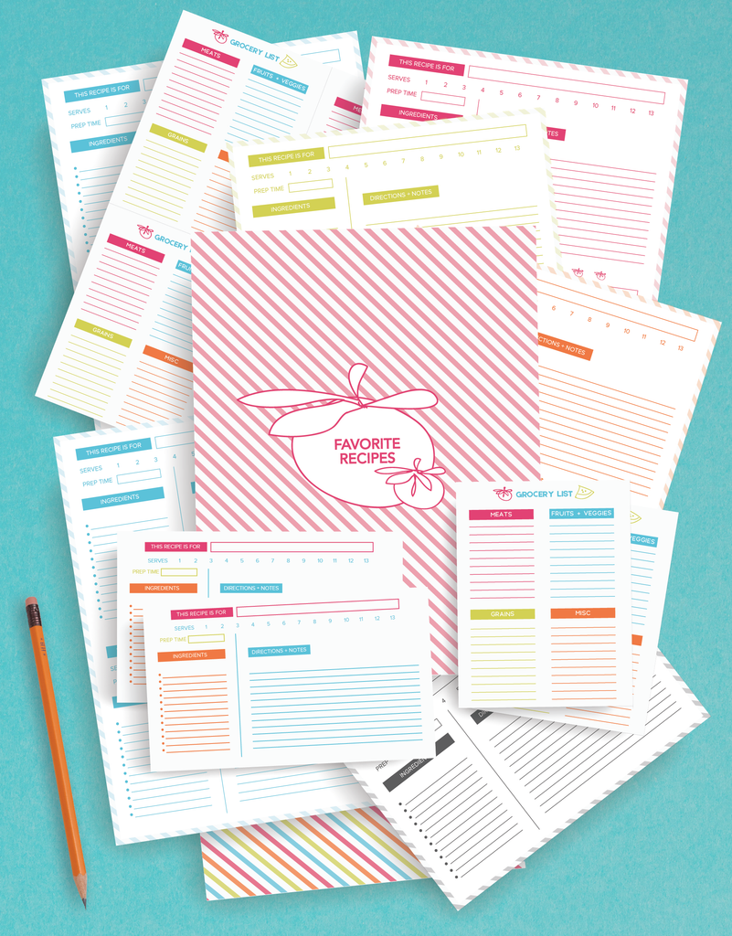 Printable Recipe Kit – Teal Notes