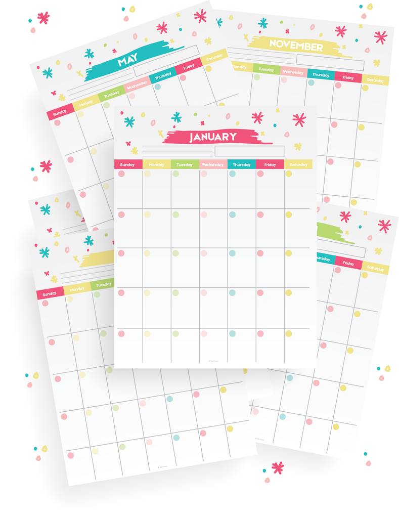12 Month Fillable Calendar Kit – Teal Notes