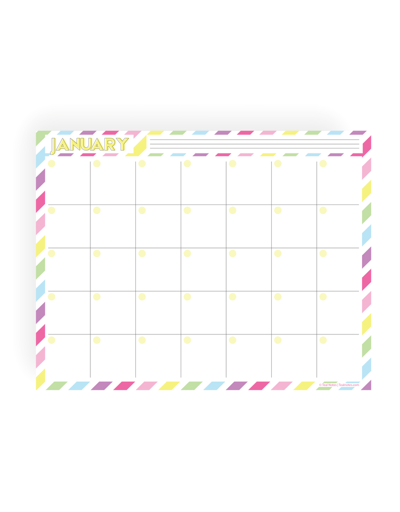2025 12-Month Fill In Rainbow Calendar Printable Kit – Teal Notes