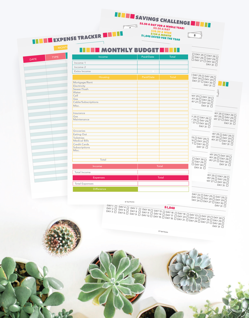 Mini Budget Kit – Teal Notes