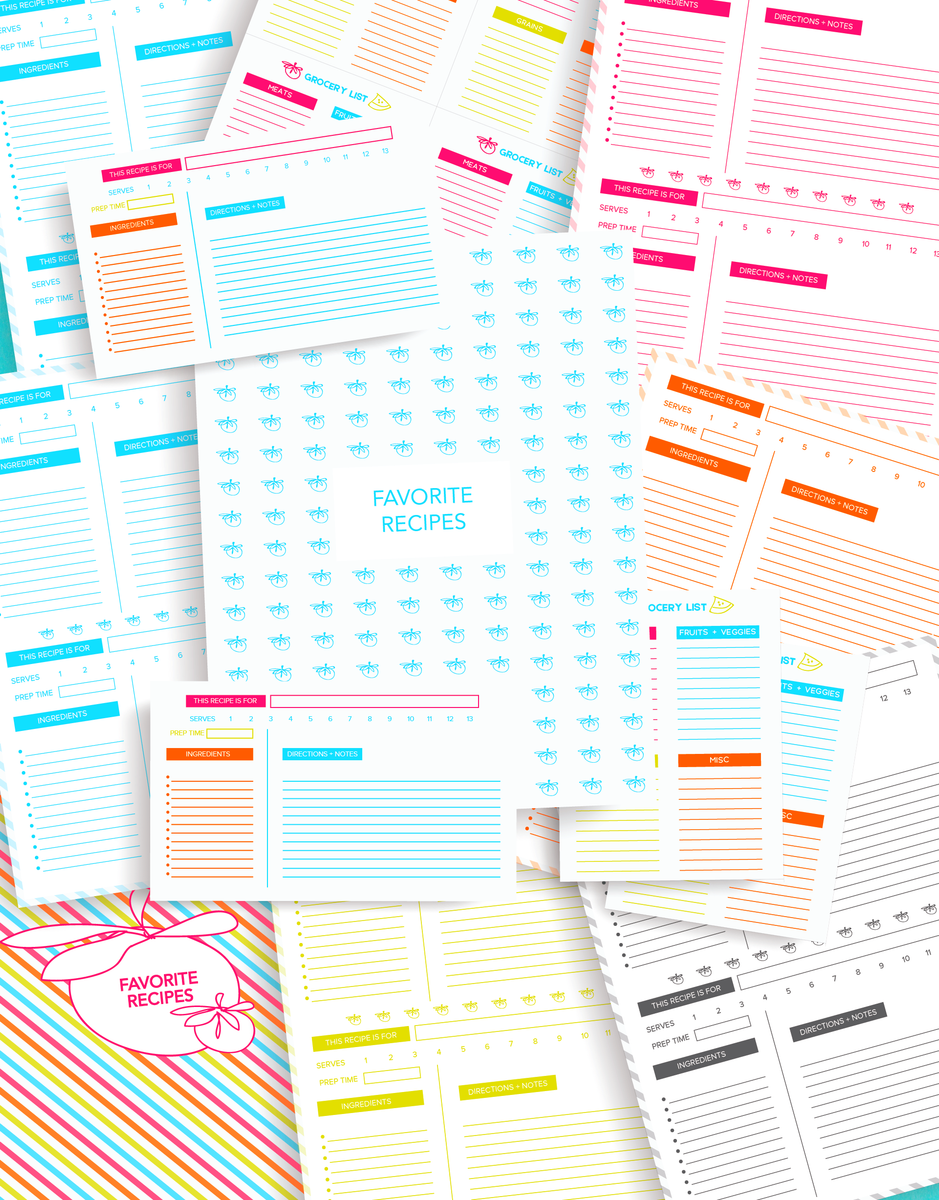 Printable Recipe Kit – Teal Notes